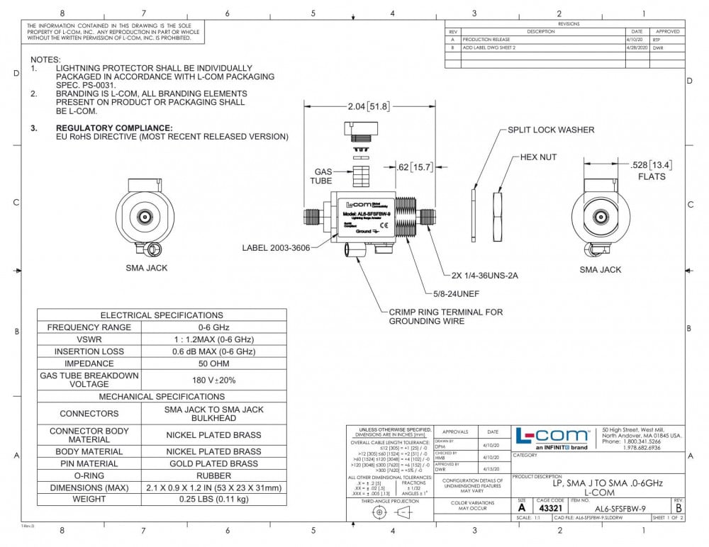 AL6-SFSFBW-9 technical document page 1