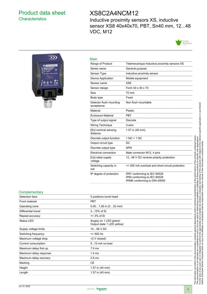 XS8C2A4NCM12 documentation page 1