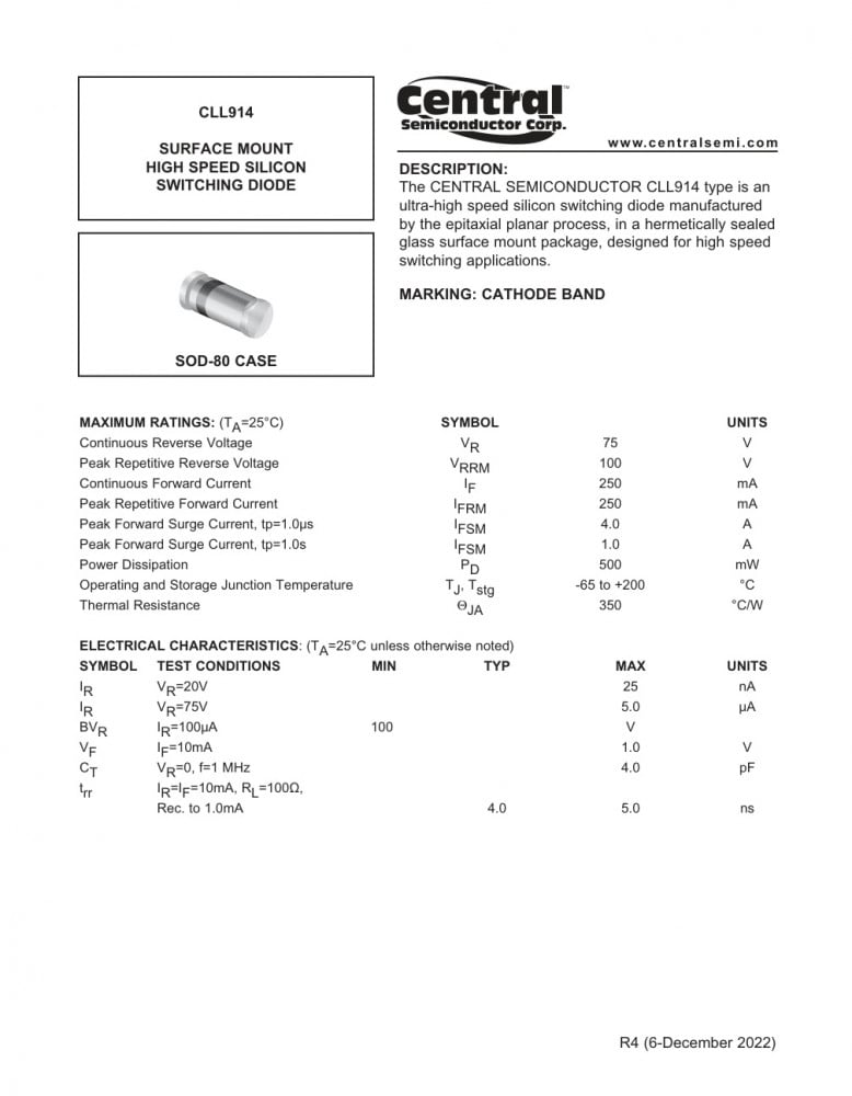 CLL914 datasheet page 1