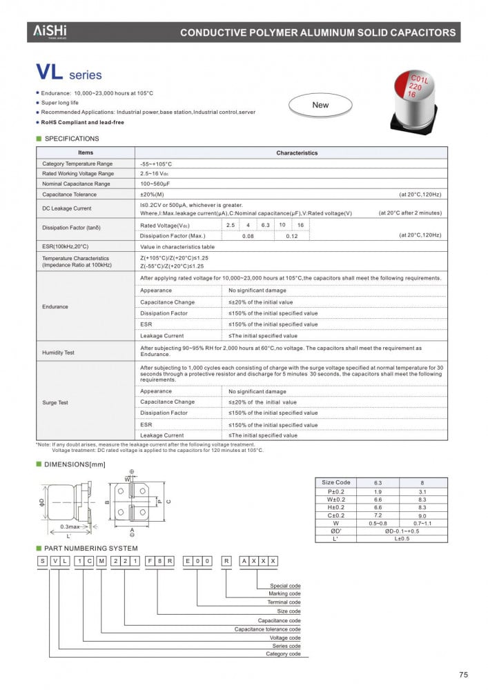 AISHI VL series technical document page 1
