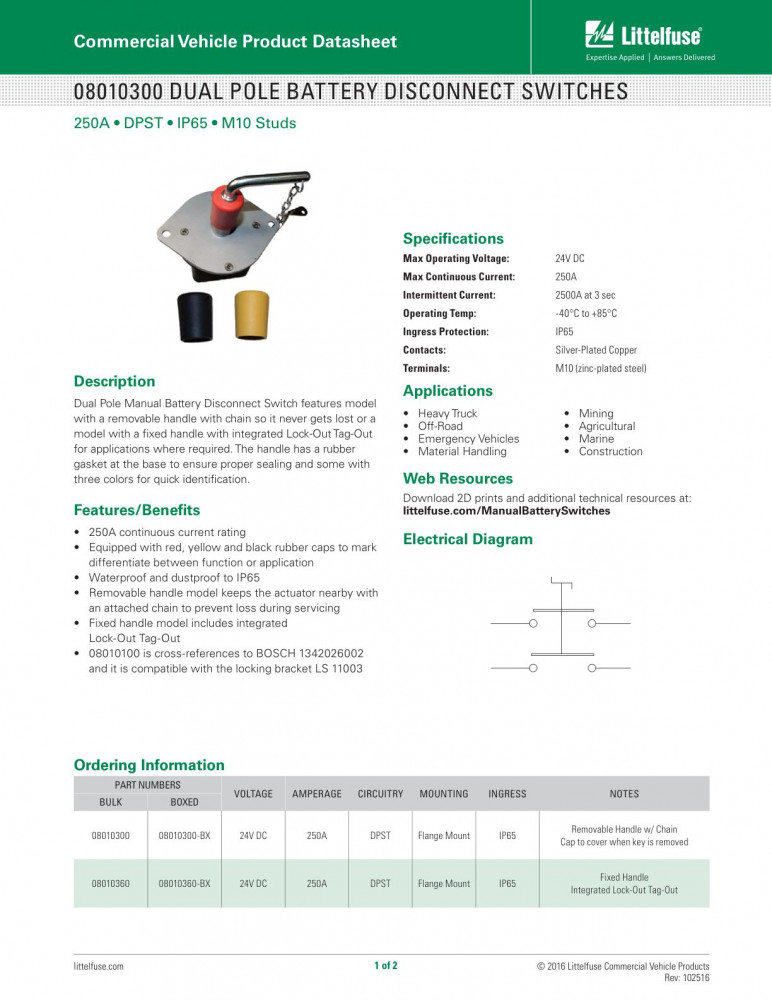 Littelfuse 08010300 product document page 1