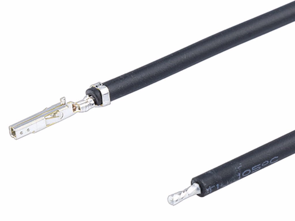 Pre-Crimped Lead Mini-Fit Versa Color Female-to-Pigtail, Tin (Sn) Plating, 450.00mm Length, 18 AWG, Black