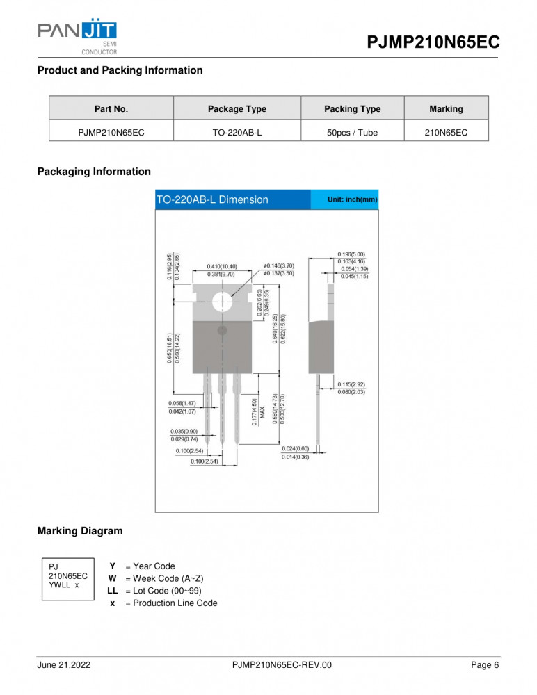 PJMP210N65EC datasheet page 6