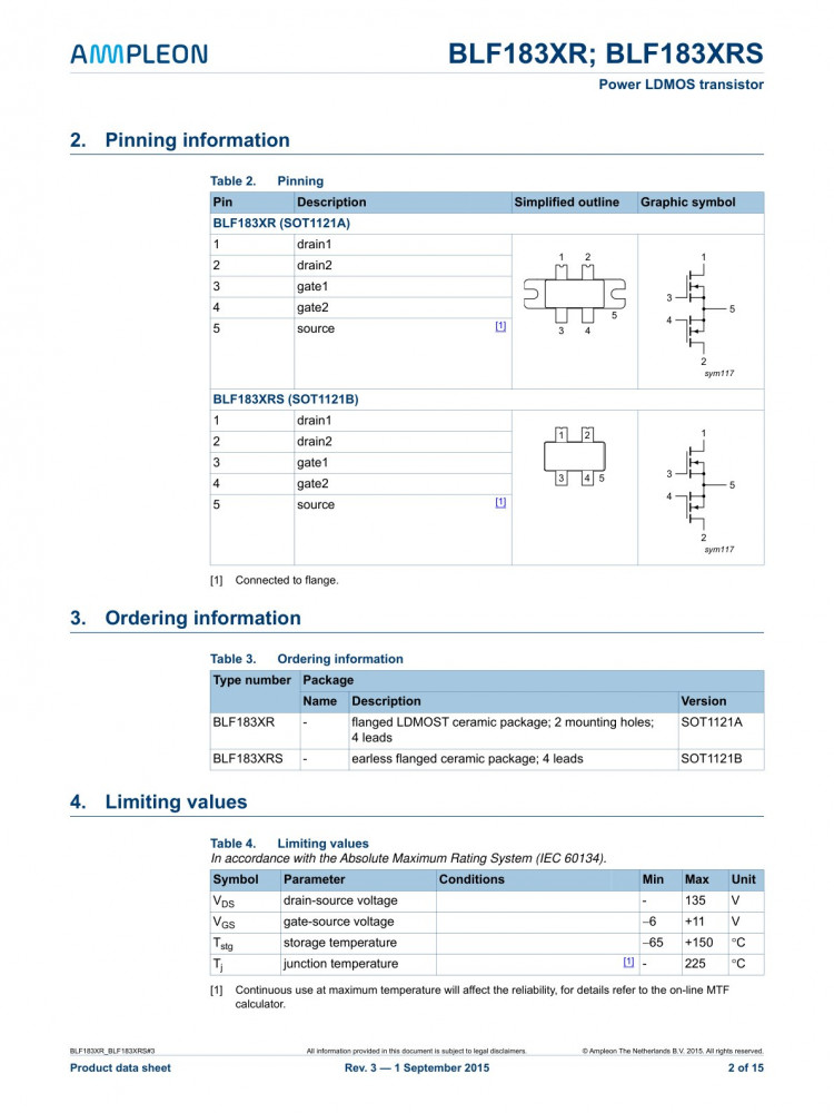 BLF183XRU technical document page 2