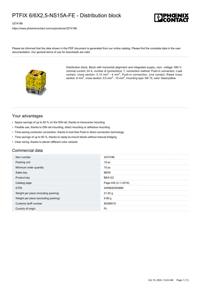 Phoenix Contact 3274186 technical document page 1