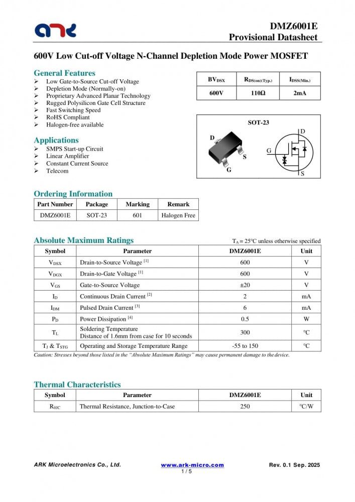 DMZ6001E datasheet page 1