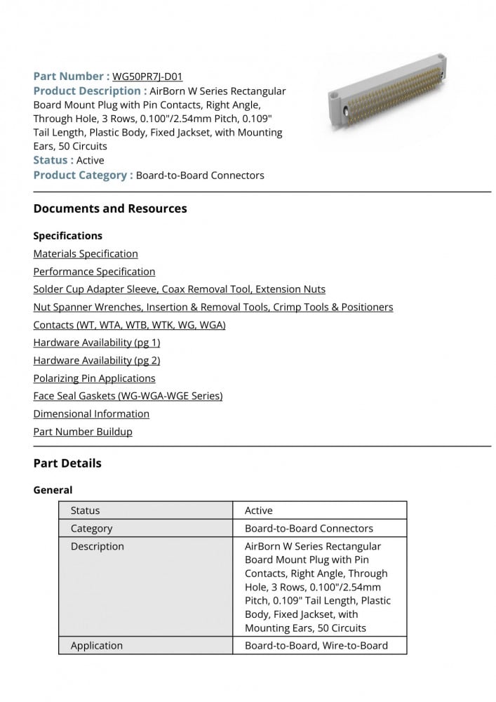 WG50PR7J-D01 technical documentation page 1