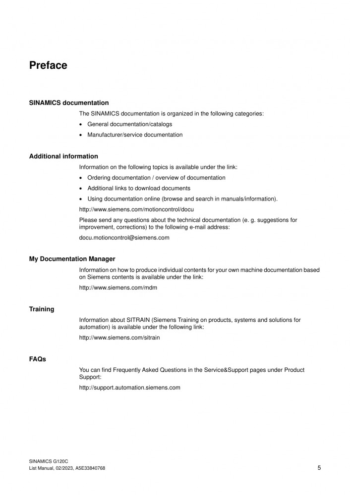 SINAMICS G120C manual page 5