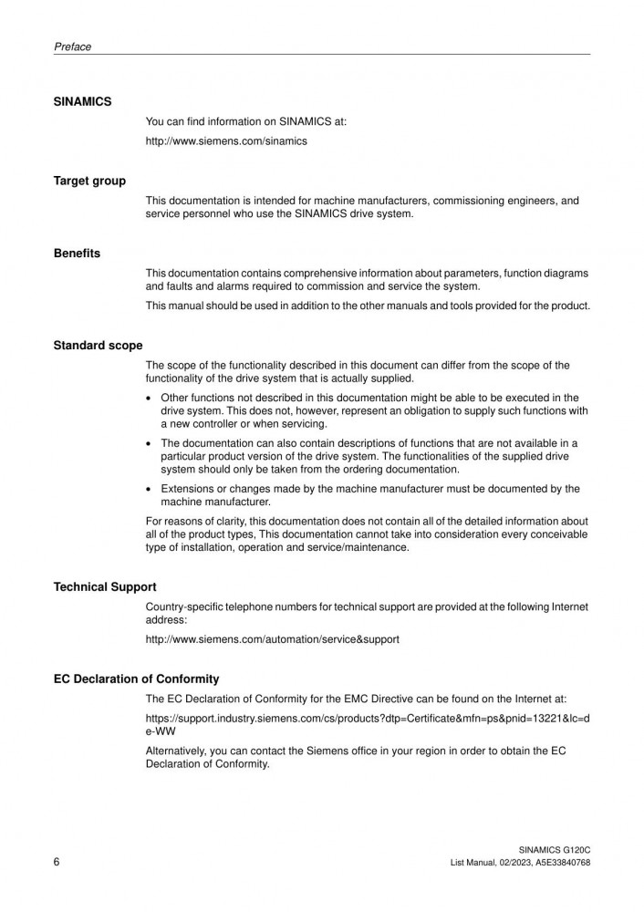 SINAMICS G120C manual page 6