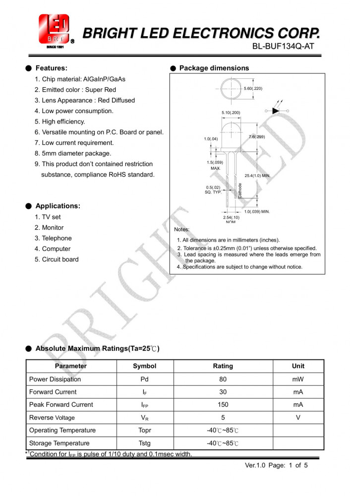 BL-BUF134Q-AT datasheet page 2