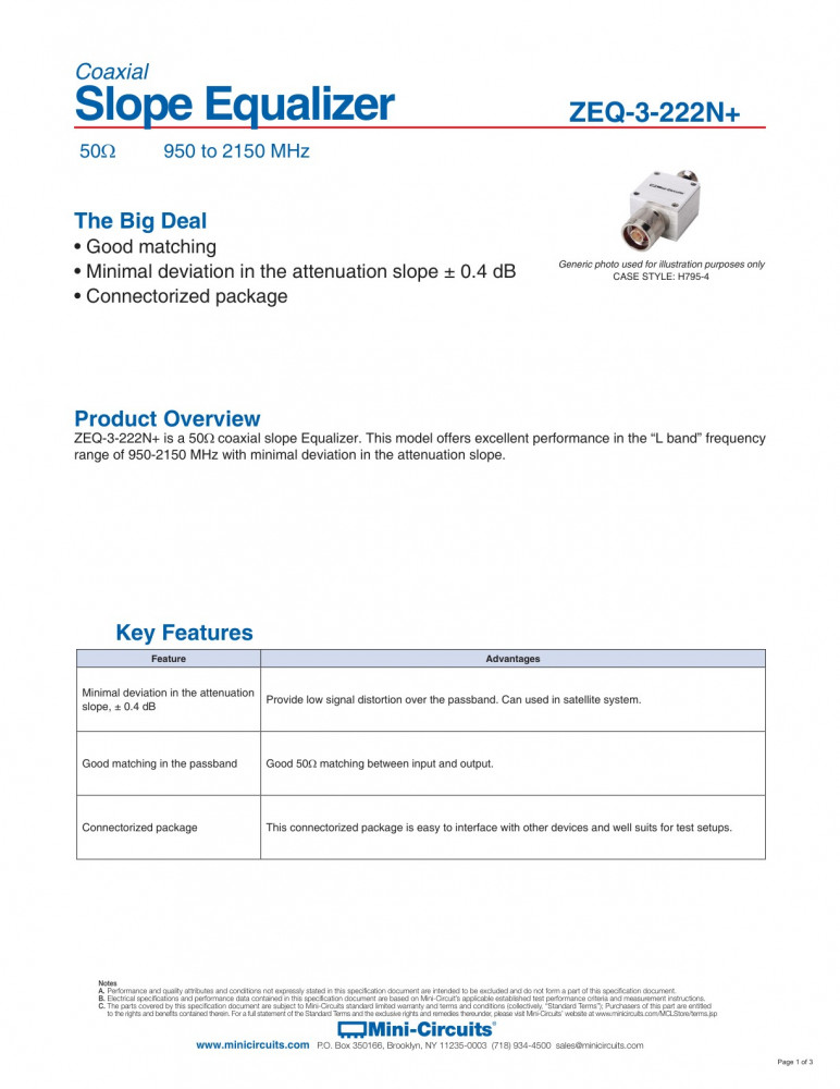 ZEQ-3-222N+ datasheet page 1