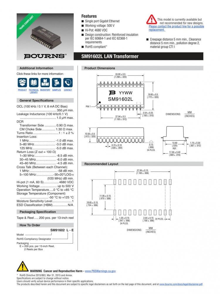 SM91602L-E datasheet page 1
