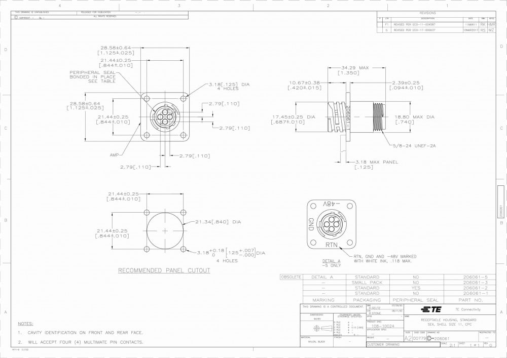 TE Connectivity 206061-1 technical drawing preview