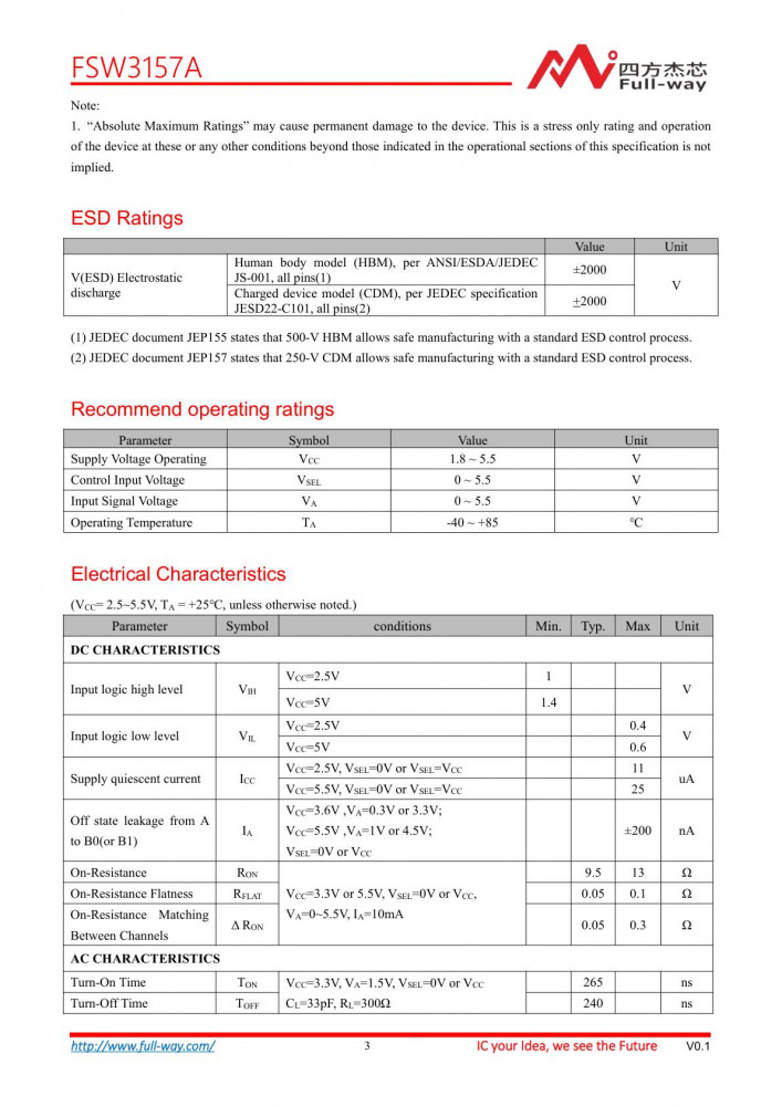FSW3157A datasheet page 3