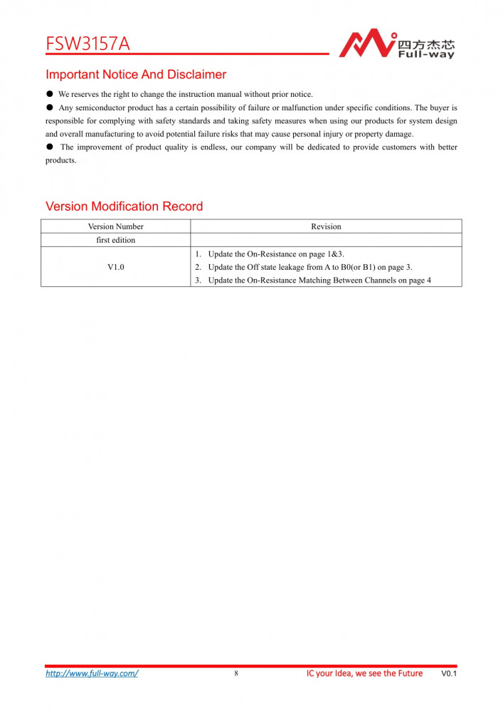 FSW3157A datasheet page 8