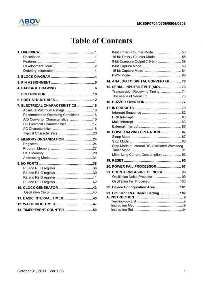MC80F0708GP manual page 5