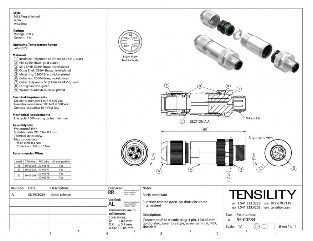 Tensility International 55-00284 product drawing