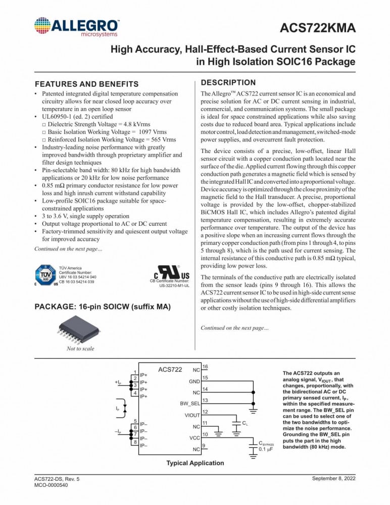 ACS722 datasheet page 1