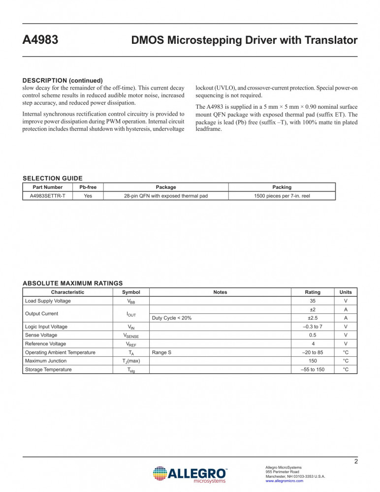 A4983 datasheet page 2