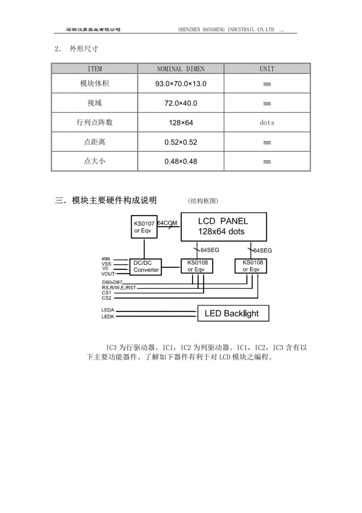 HS12864B03 datasheet page 4