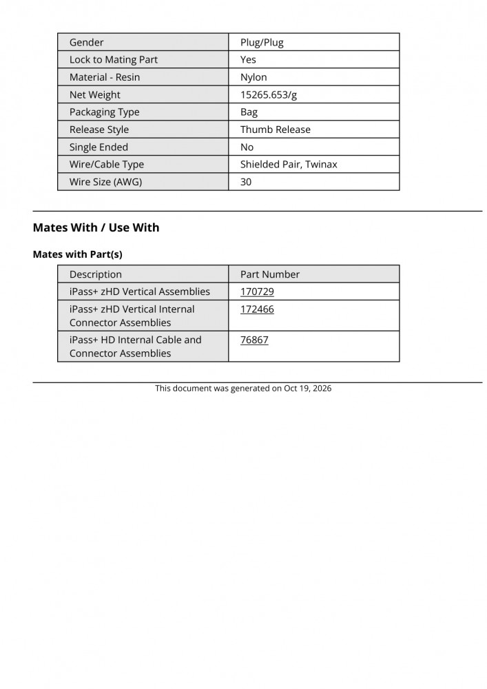 Molex MiniSAS HD cable assembly specification, page 3