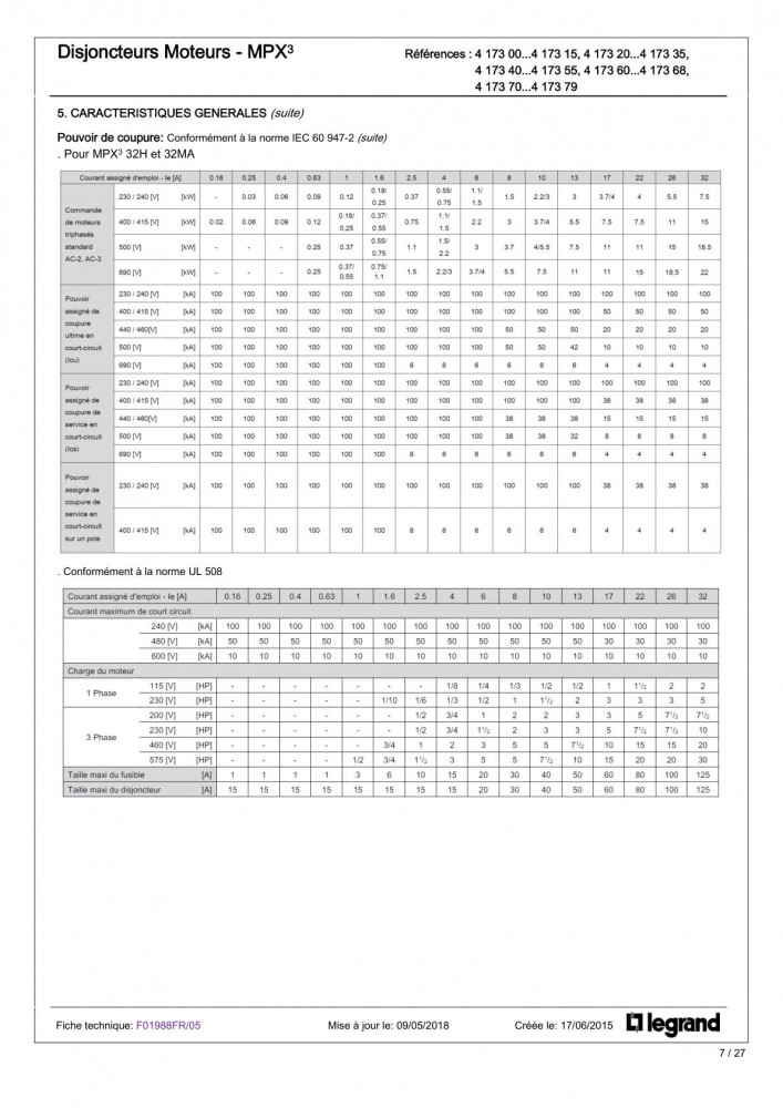 Legrand MPX³ technical document, page 7