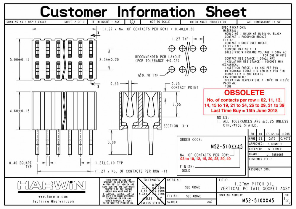 Harwin M52-5100445 technical document page 1