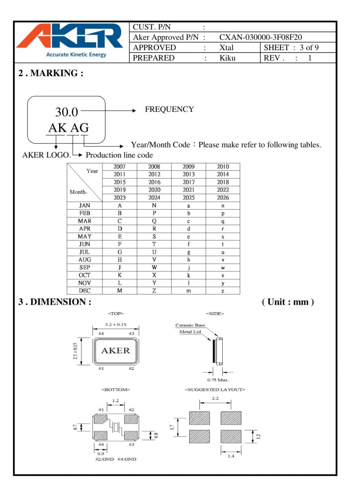 AKER CXAN-030000-3F08F20 dimension drawing