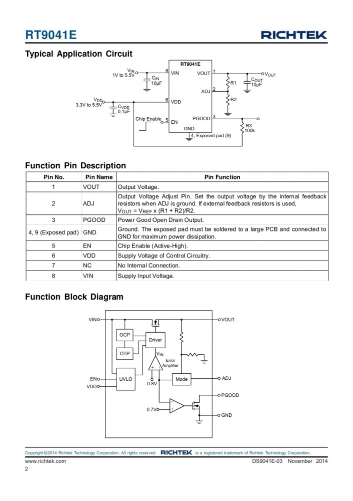 RT9041E datasheet page 2