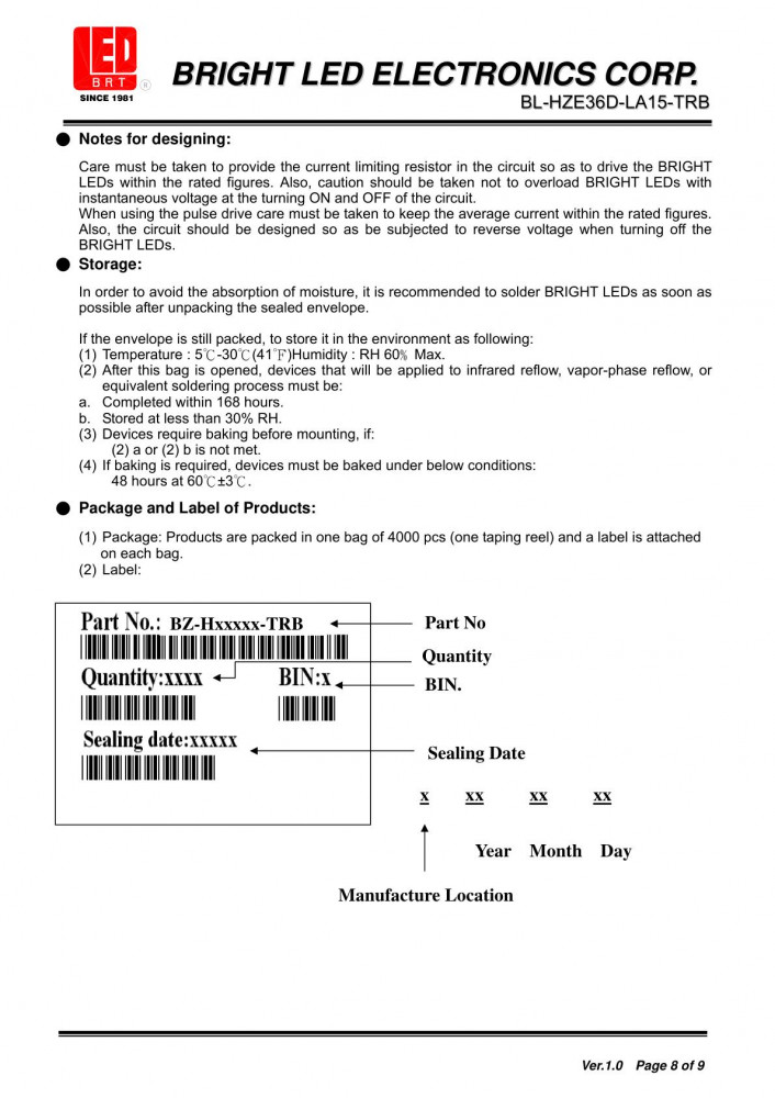BL-HZE36D-LA15-TRB technical document page 8