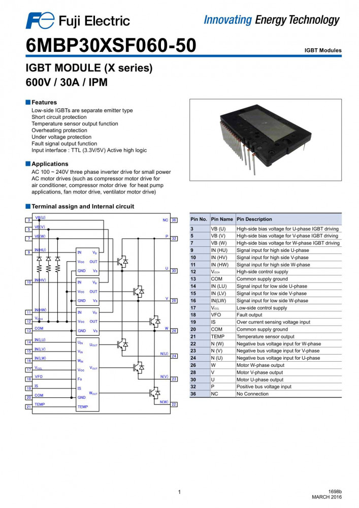 6MBP30XSF060-50 datasheet page 1