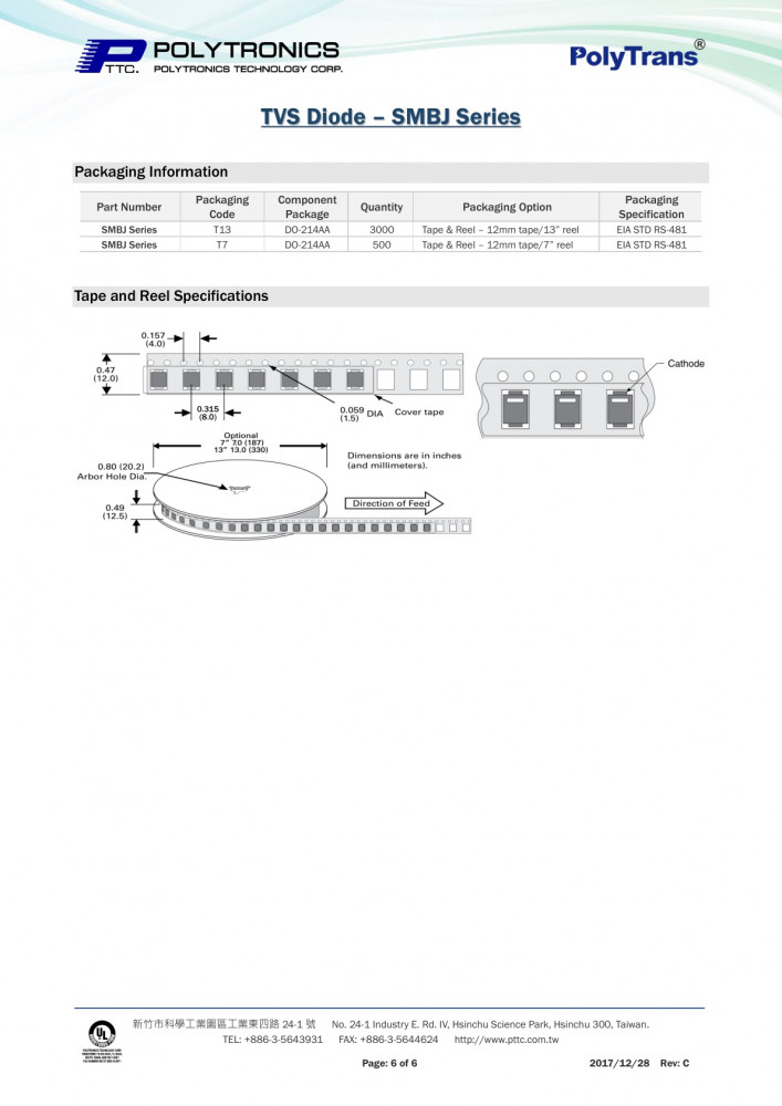 PTTC SMBJ series datasheet page 6