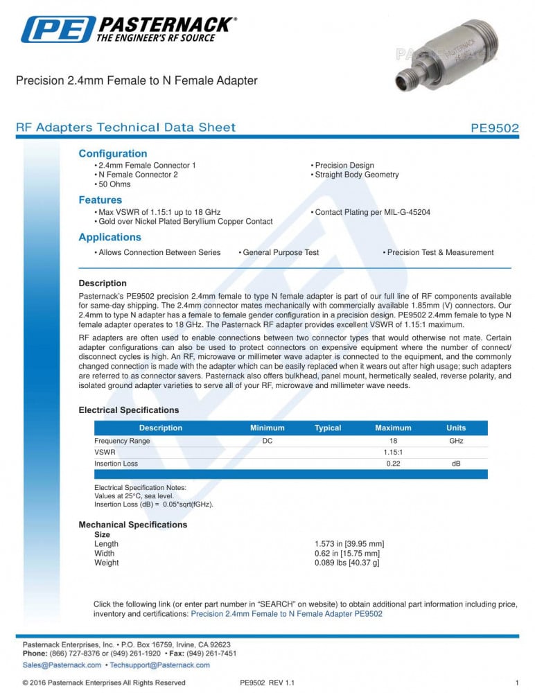 PE9502 technical document page 1