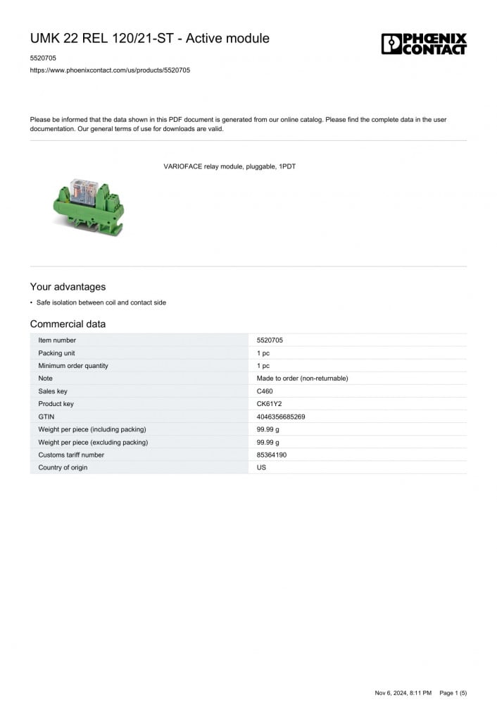 5520705 technical document page 1
