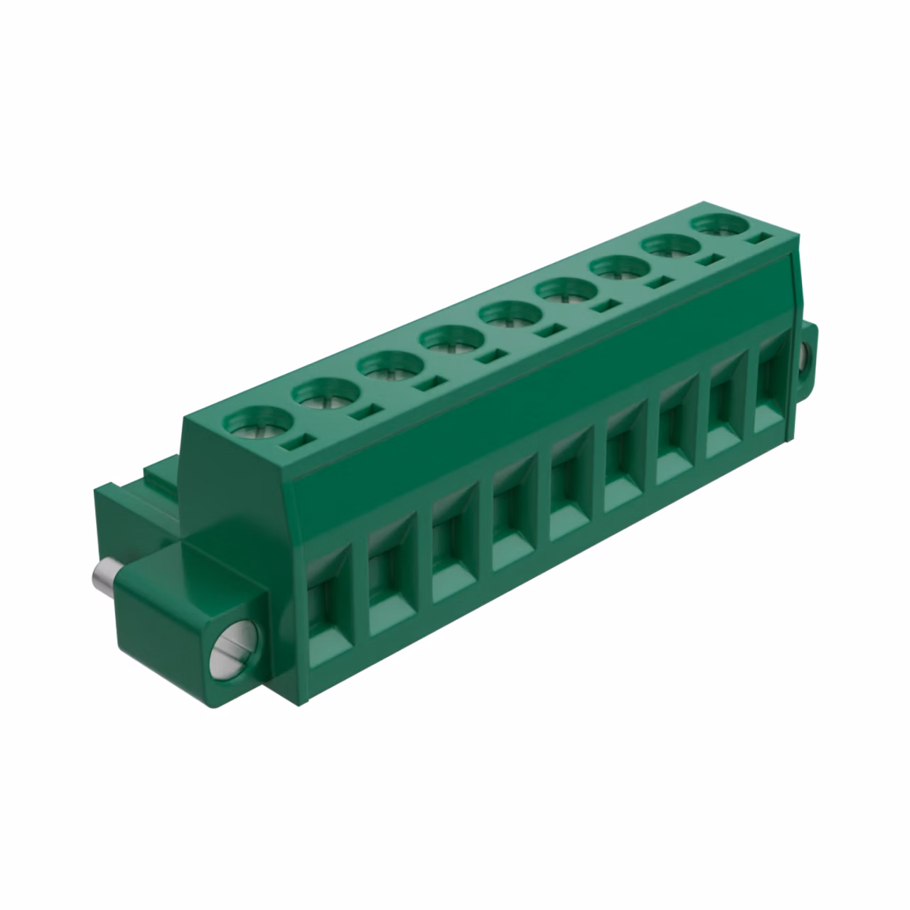 5.00mm Pitch Eurostyle Horizontal Plug, with Retention Screws and Standard Imprinting, Green Housing, Gold (Au) Plated, 9 Circuits for sale