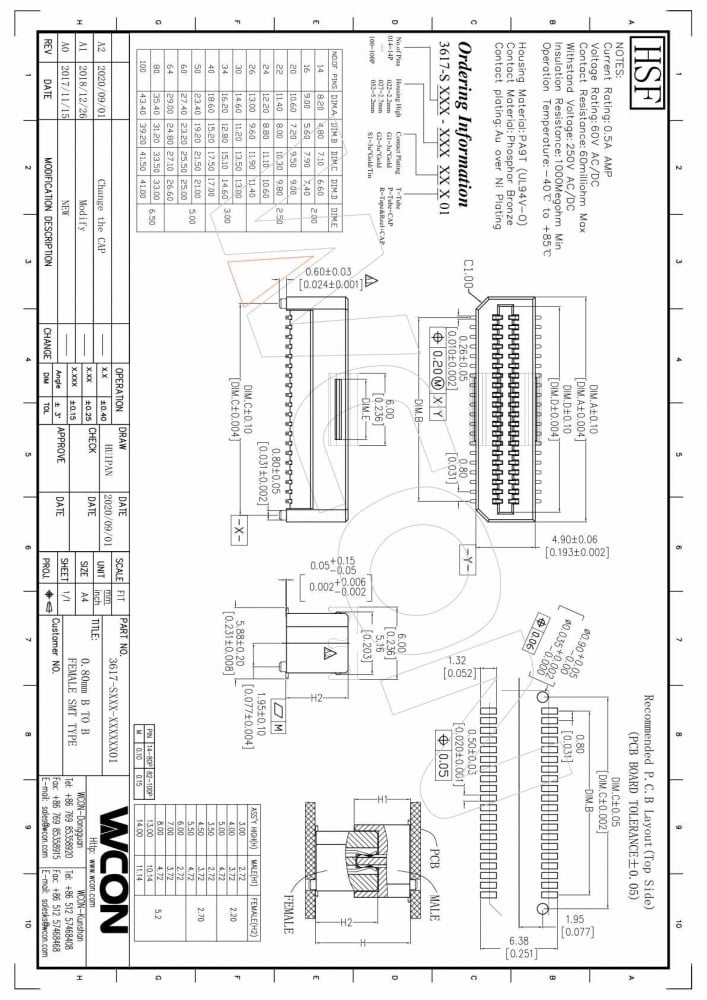 Wcon 3617-S040-052G3R01 technical document preview