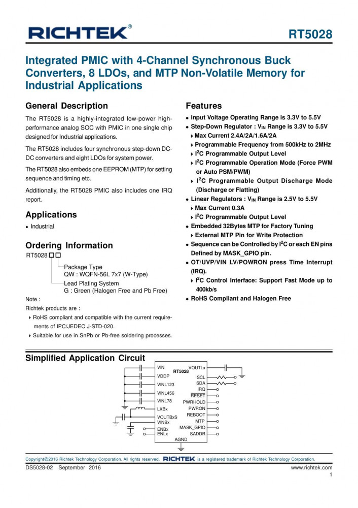 RT5028 datasheet page 1