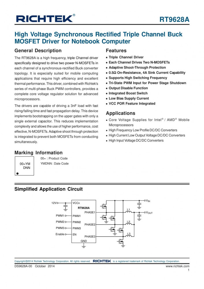 RT9628A datasheet page 1