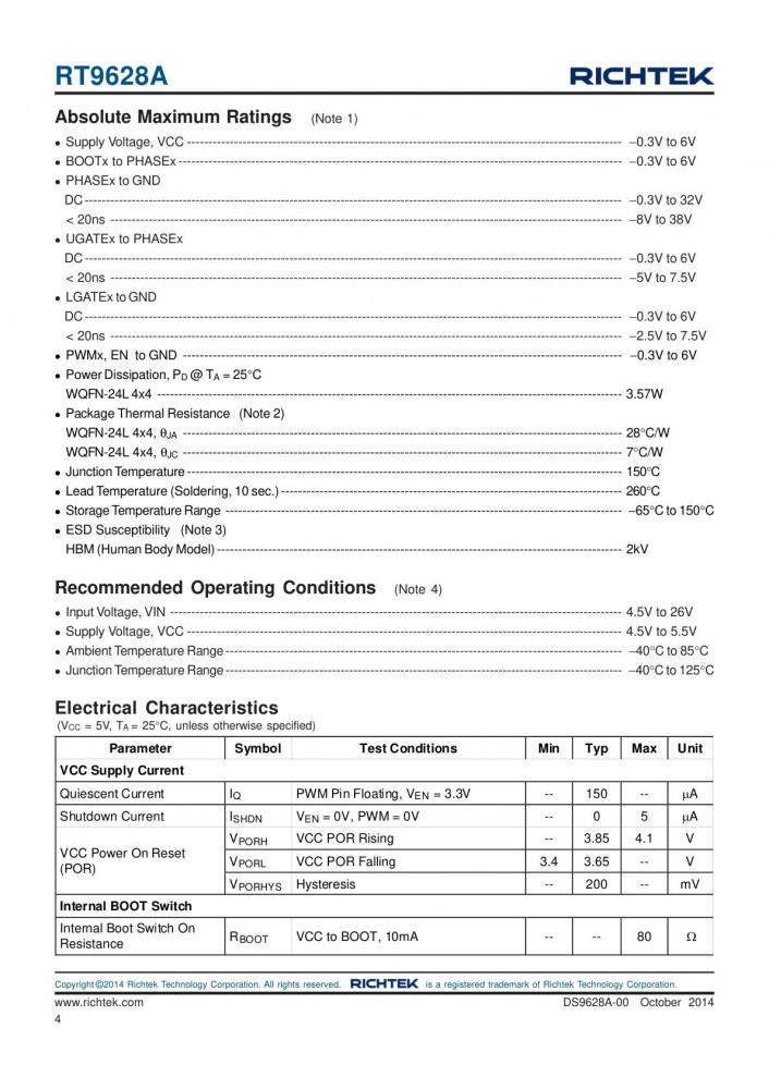 RT9628A datasheet page 4