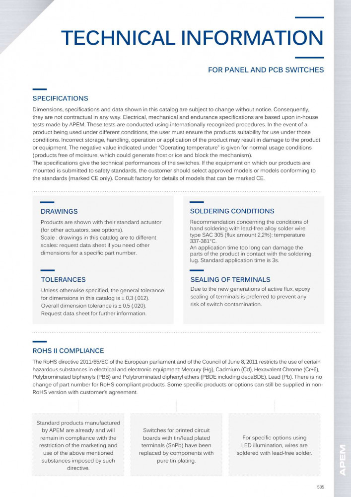 APEM product document page 1