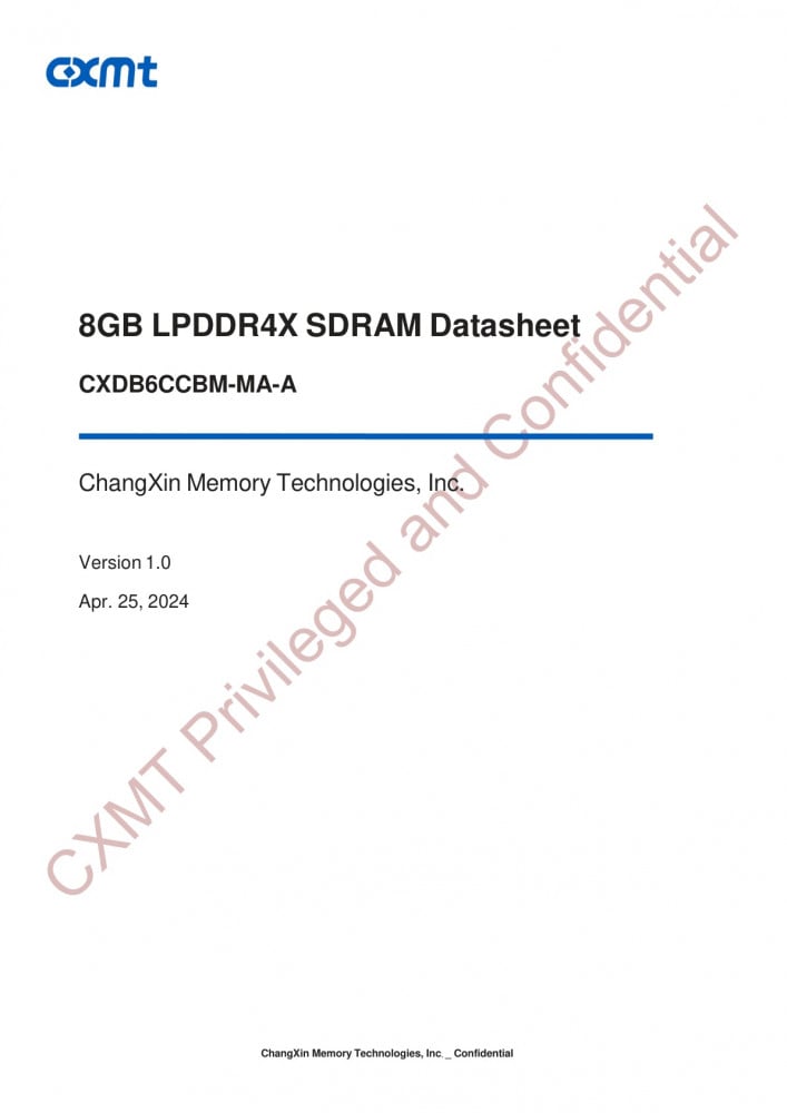 CXMT datasheet page 1