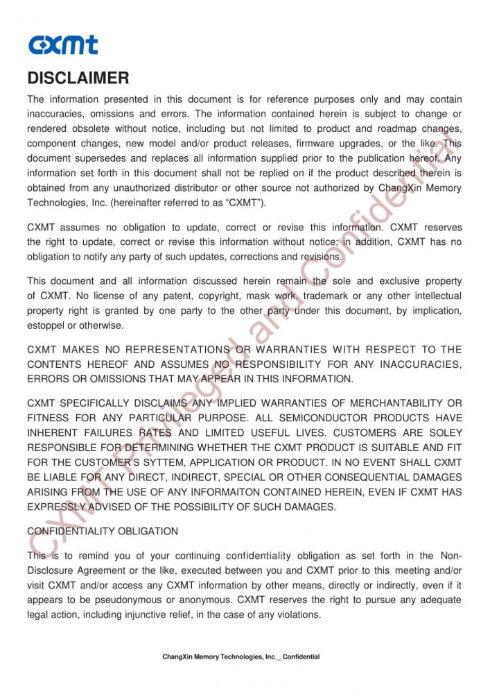 CXMT datasheet page 2