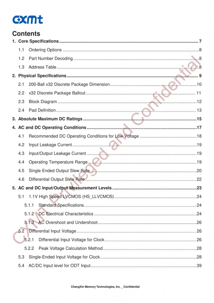 CXMT datasheet page 4