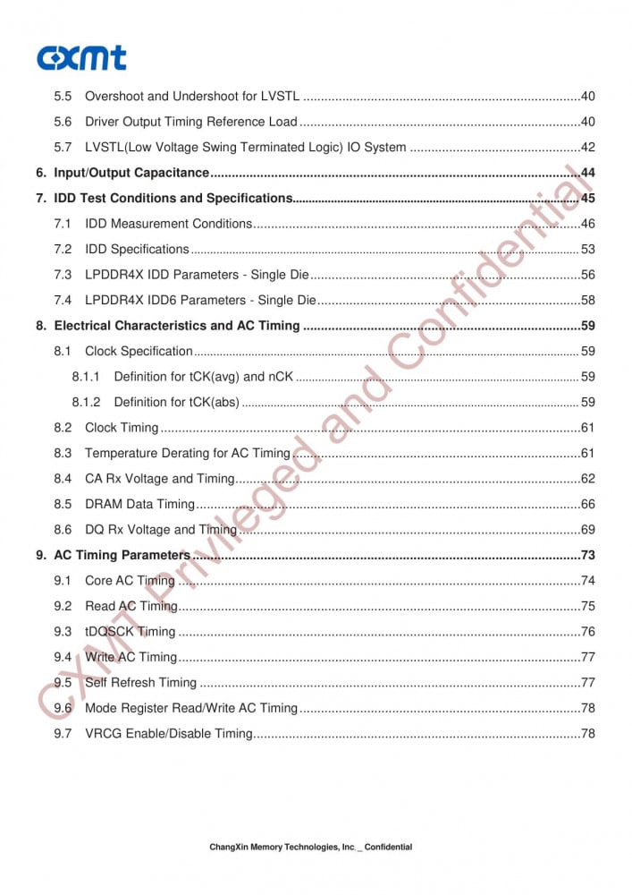 CXMT datasheet page 5