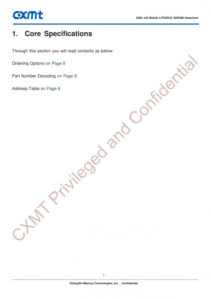 CXMT datasheet page 7