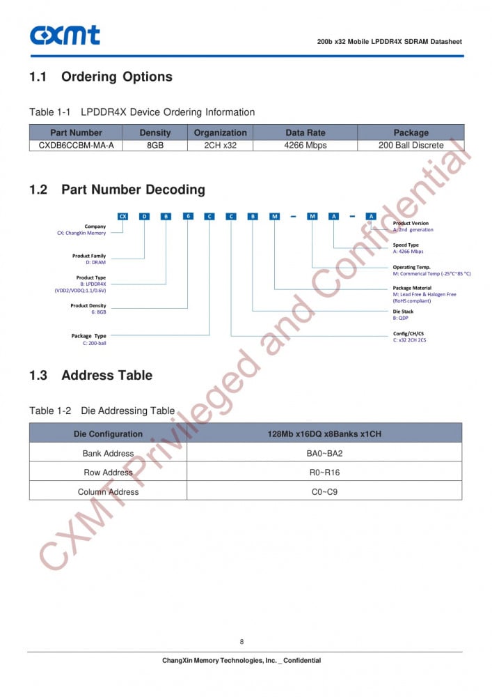 CXMT datasheet page 8