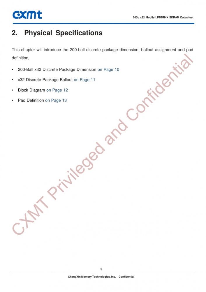 CXMT datasheet page 9