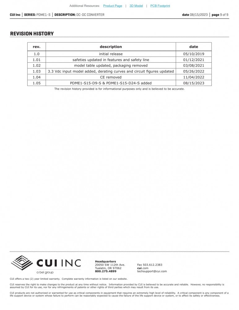 CUI PDME1-S series datasheet page 9