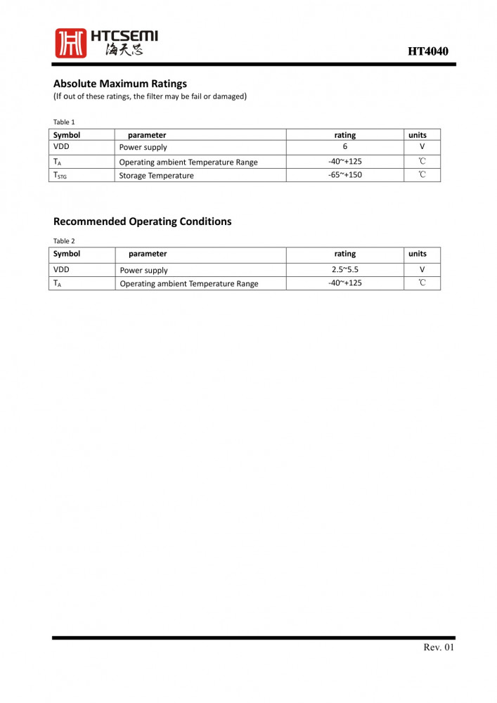 HT4040ARTZ datasheet page 2