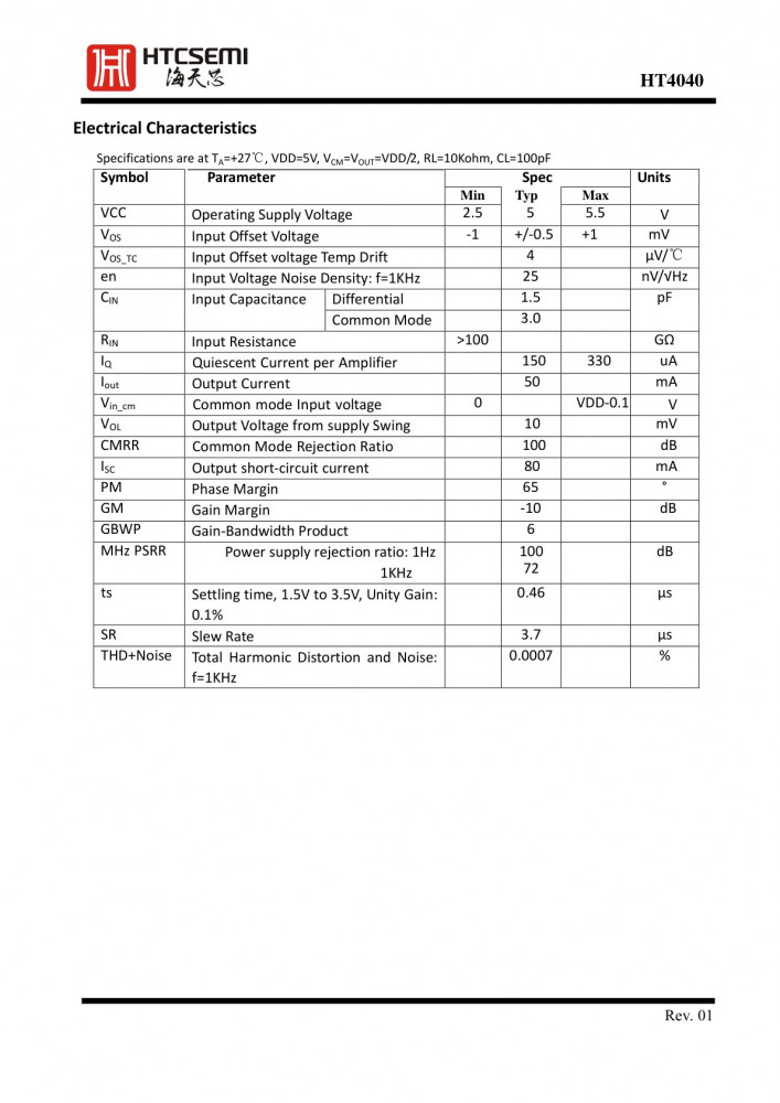 HT4040ARTZ datasheet page 3